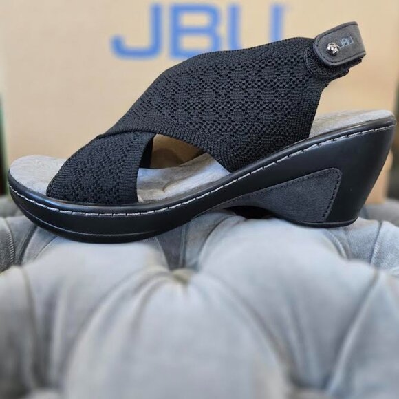 JBU | Shoes | Jbu By Jambu Alyssa Knit Wedge Heel Sandal Black Size 9 ...